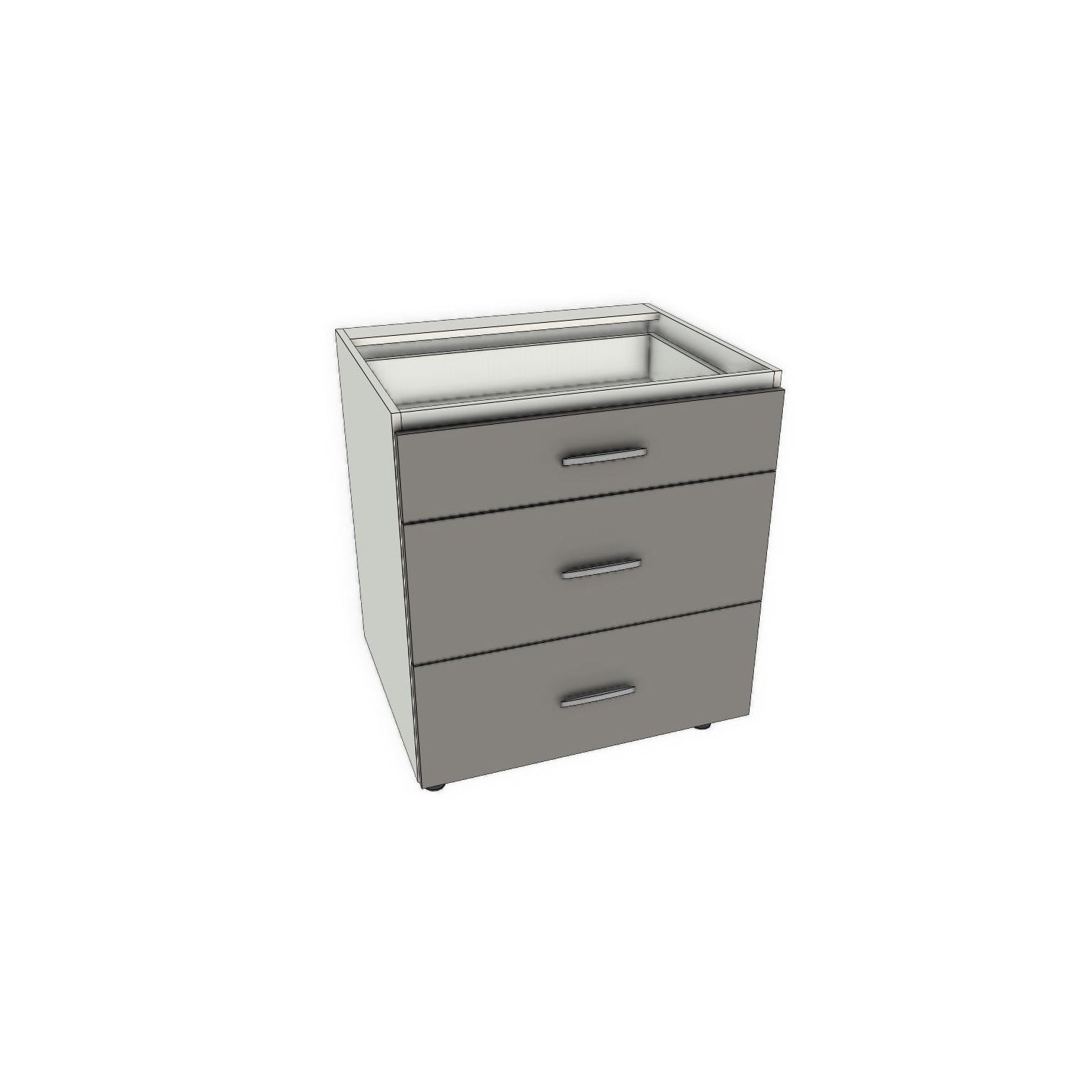 30" Width Drawer Cabinet 3 Set - High Gloss MDF Doors
