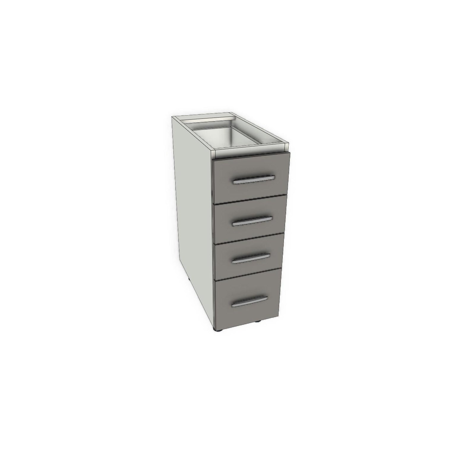 12" Width Drawer Cabinet 4 Set - Melamine Doors